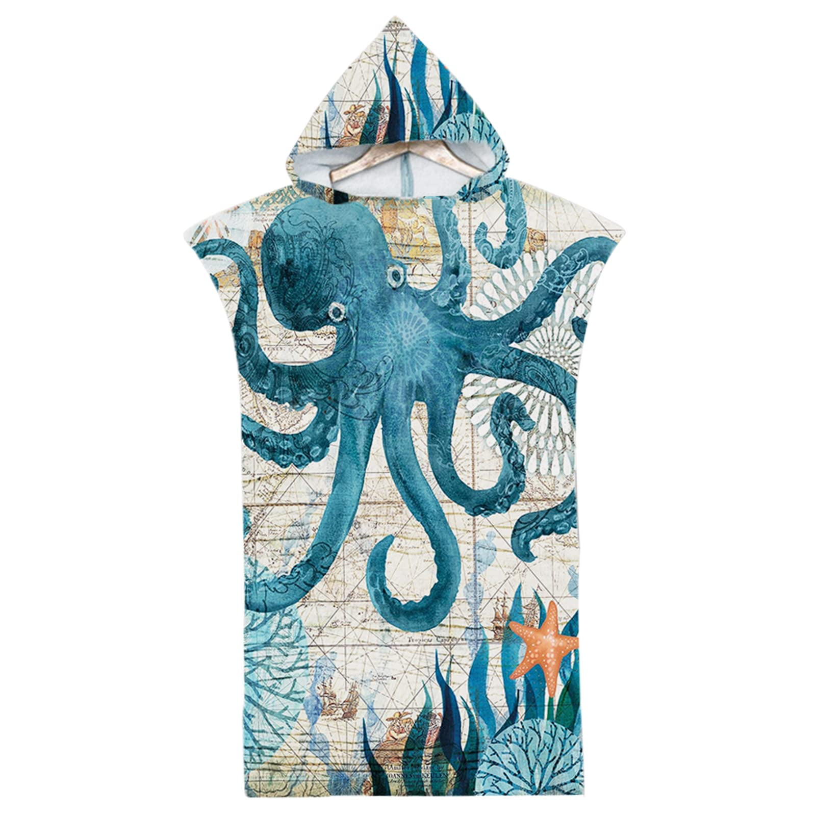 Beach Towel Poncho, Surf Poncho Women and Men, Ocean Animal Print ...