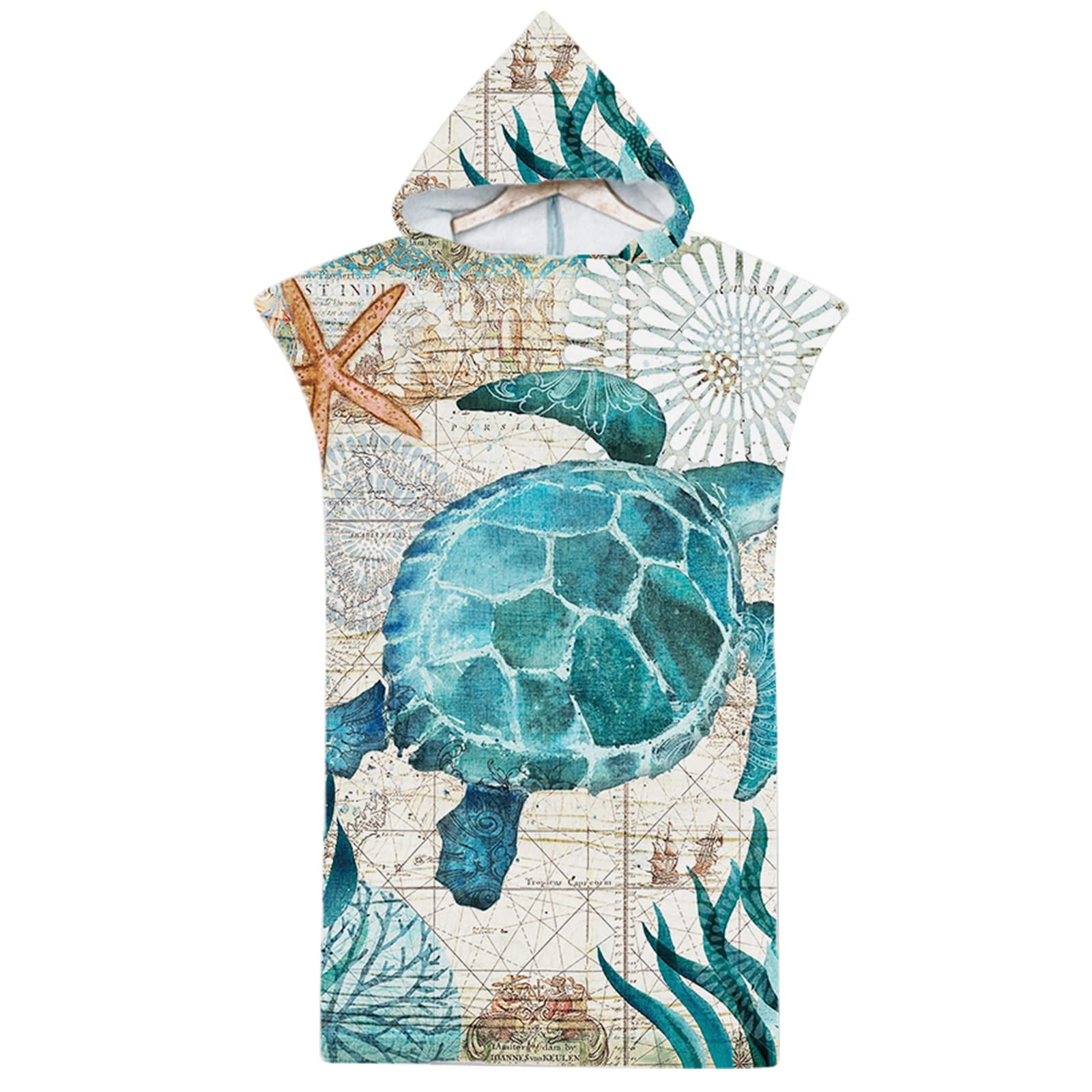 Beach Towel Poncho, Surf Poncho Women and Men, Ocean Animal Print ...