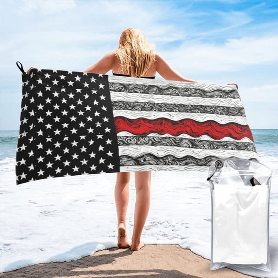 Beach Towel Red Line Flag Quick Dry Towels for Travel Pool Yoga Gym ...