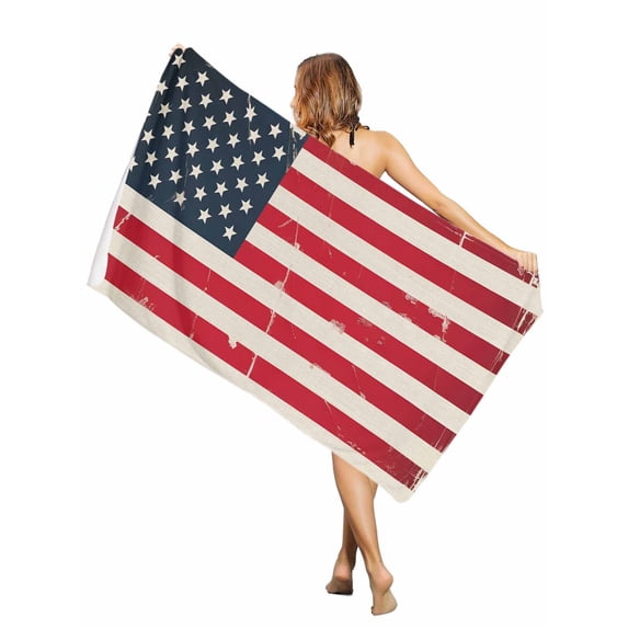 Beach Towel-Retro Independence Day Patriotic Flag Microfiber Absorbent ...
