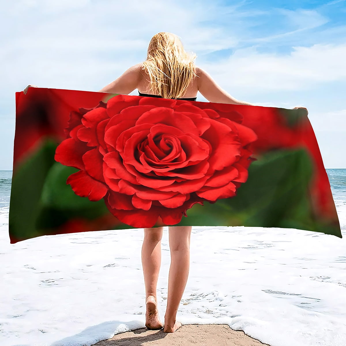 Beach Towel Rose Lightweight Terry Fabric Quick Dry Sandless Travel ...