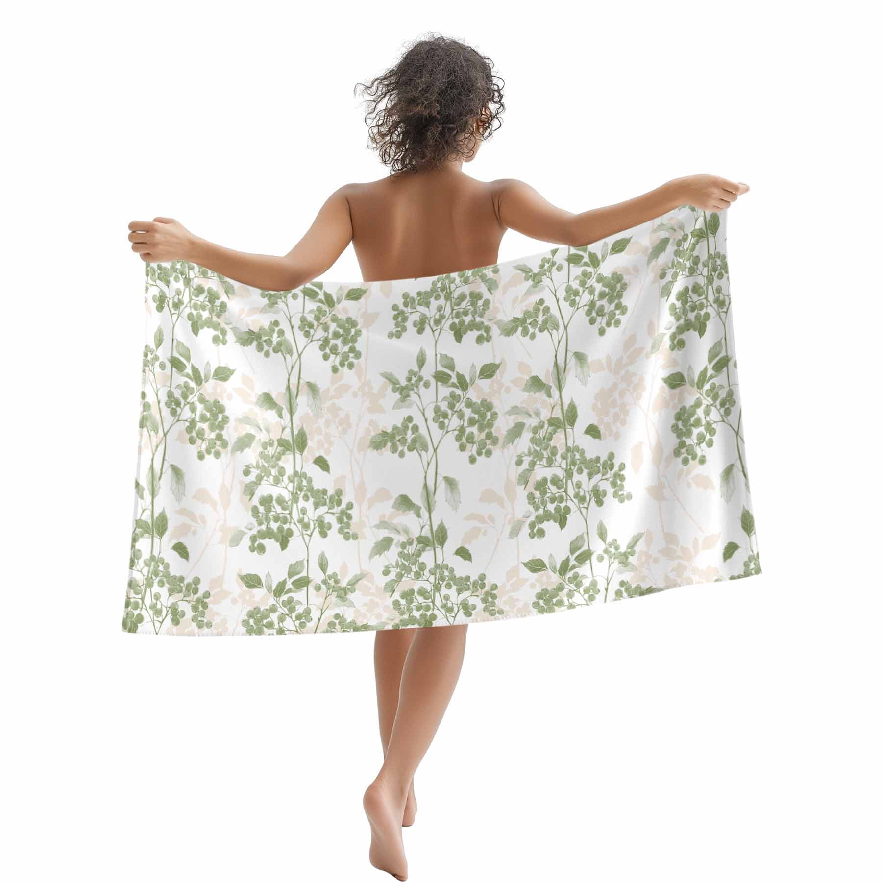 Beach Towel Sage Green Fruit Bath Pool Towels Berry Leaves Nature ...