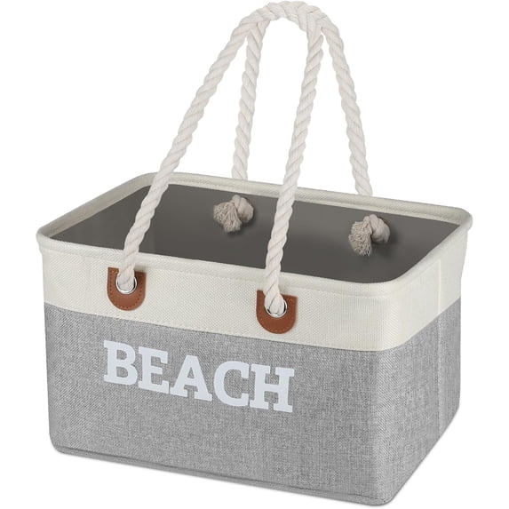 Beach Towel Storage Bin and Organizer, Beach Bag Collapsible Shopping ...
