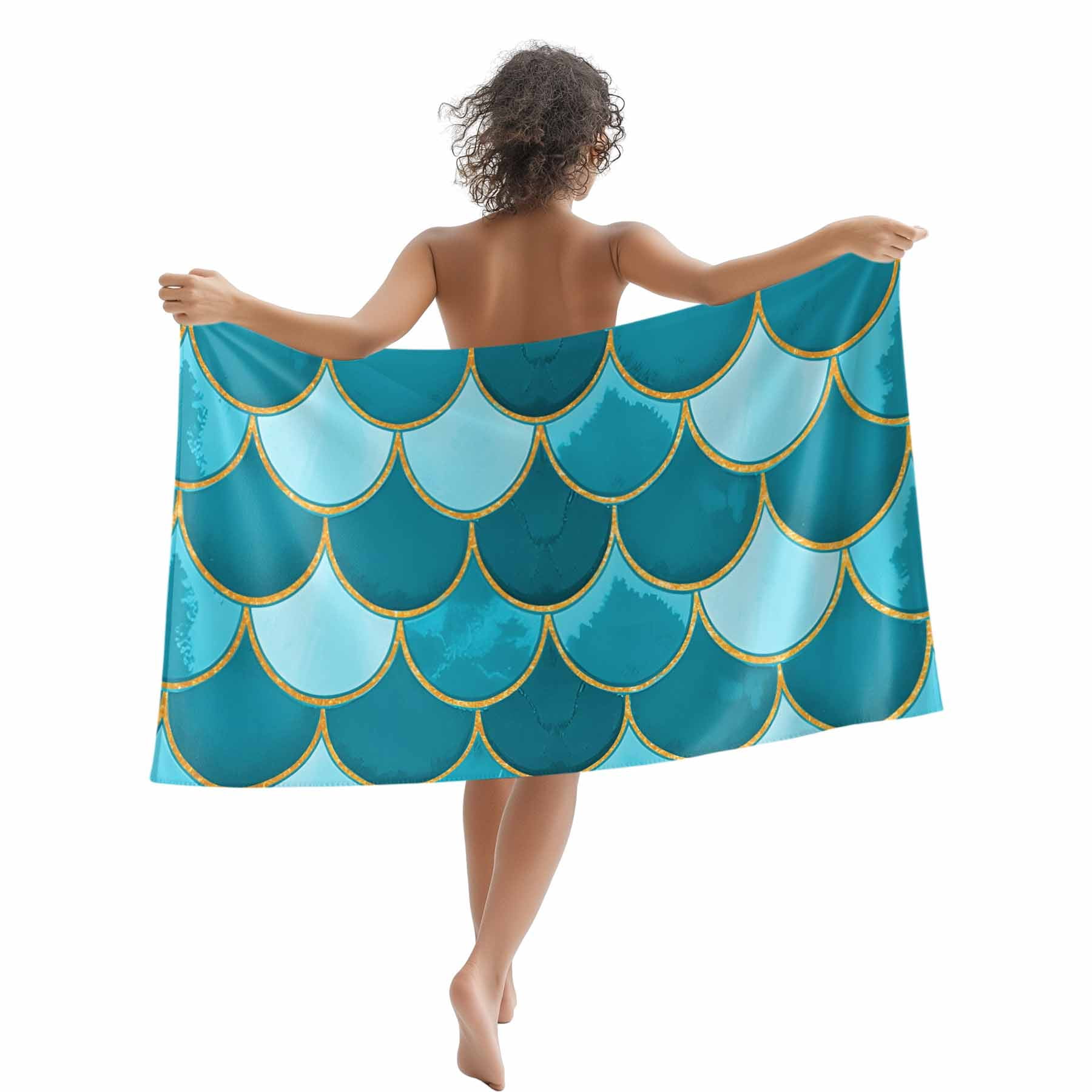 Beach Towel Turquoise Fish Scales Bath Pool Towels Ombre Fish Tail ...