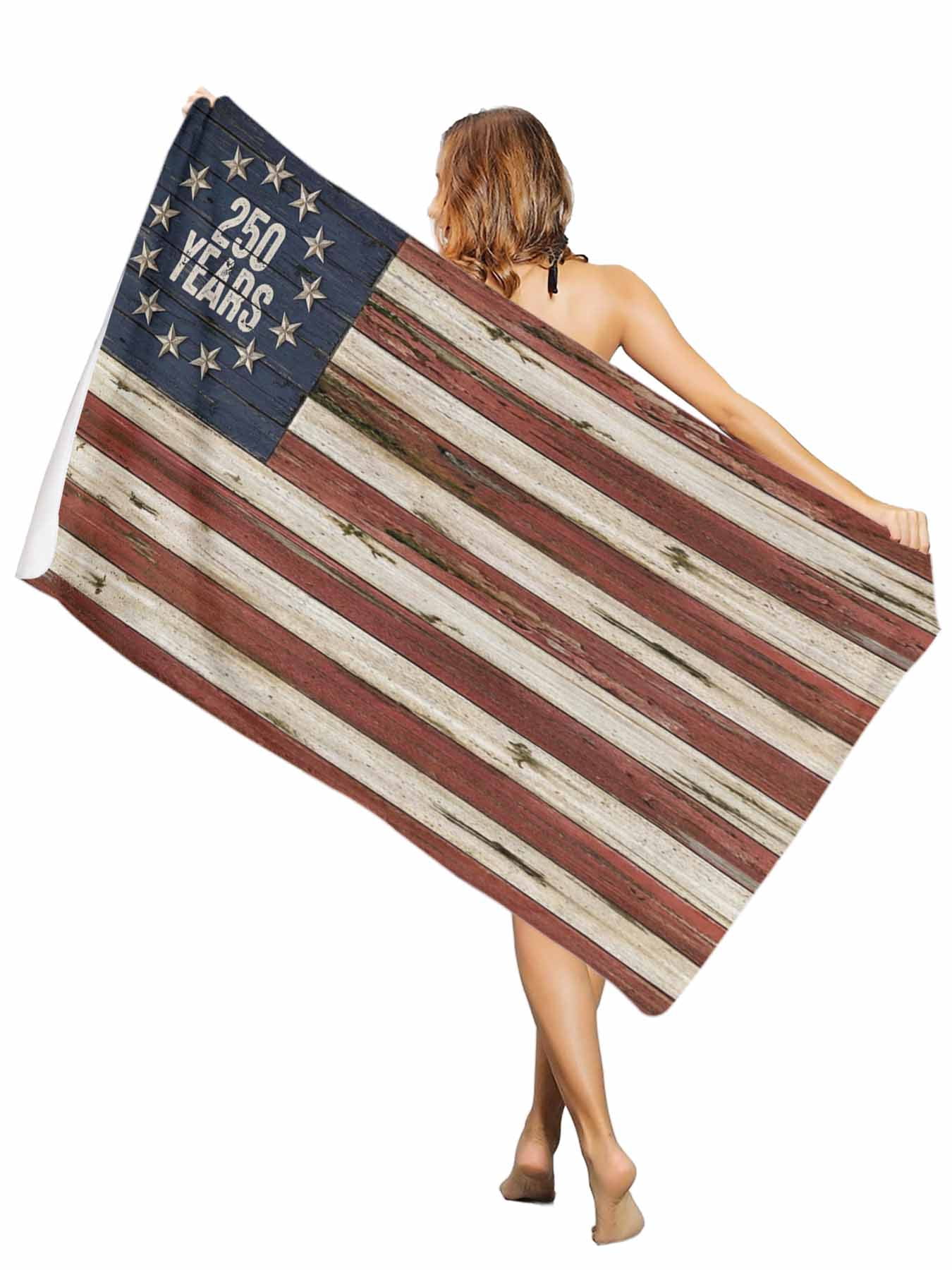 Beach Towel-USA Flag Independence Day Microfiber Absorbent Quick Dry ...