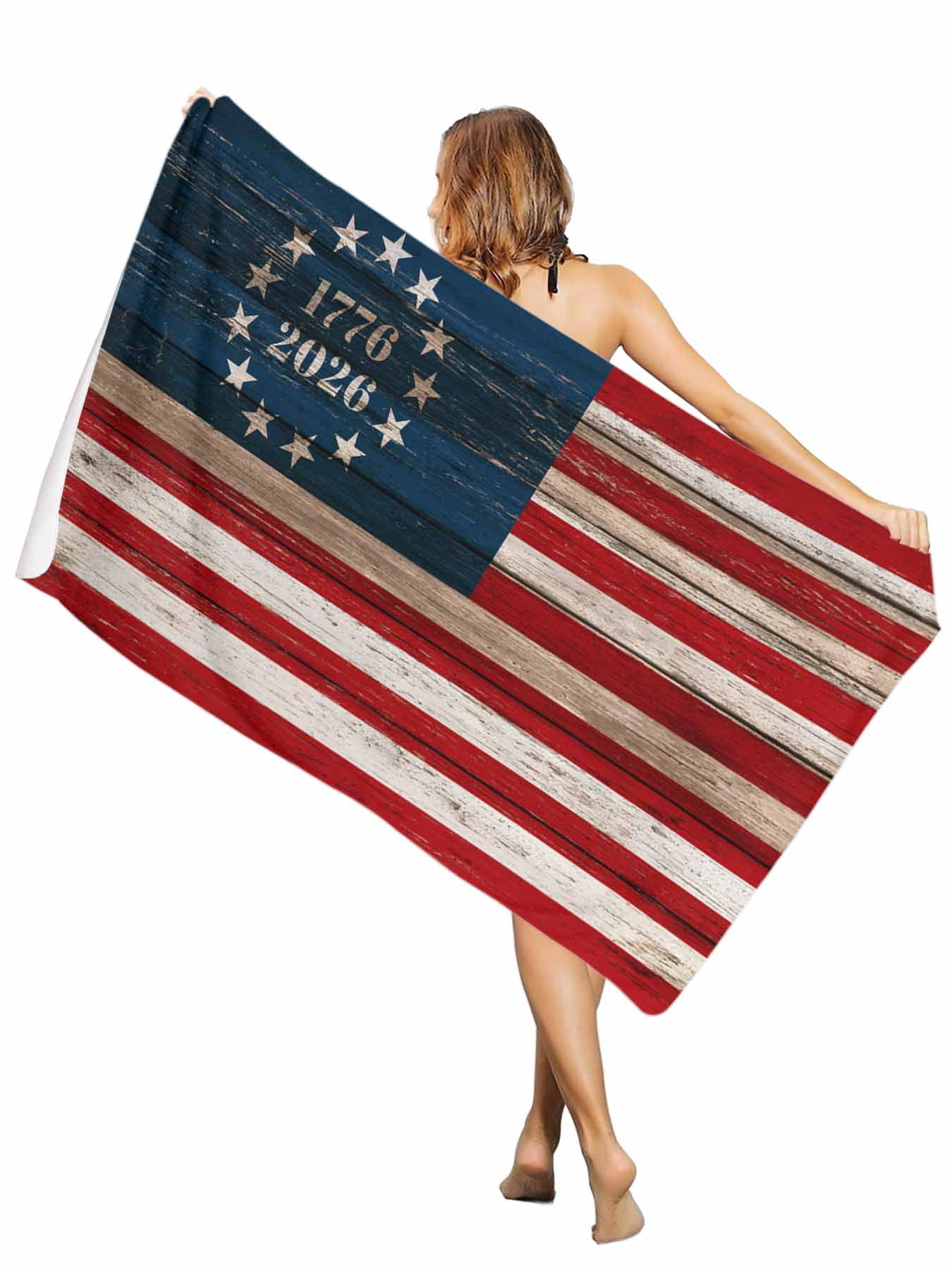 Beach Towel-USA Flag Stripe Star Microfiber Absorbent Quick Dry ...
