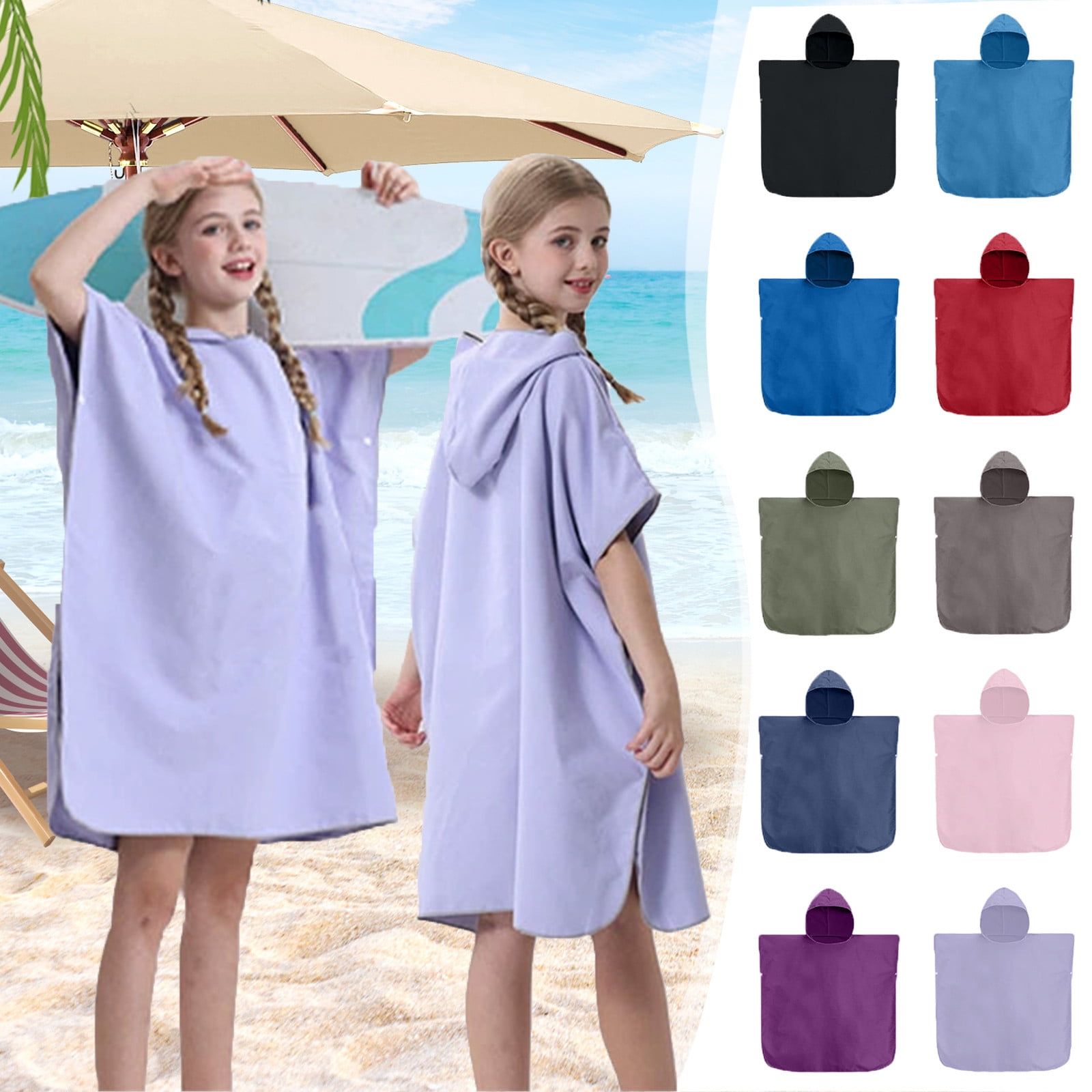 Beach Towel with Hood for 3-10 Years Boys and Girls Hooded Towels Bath ...