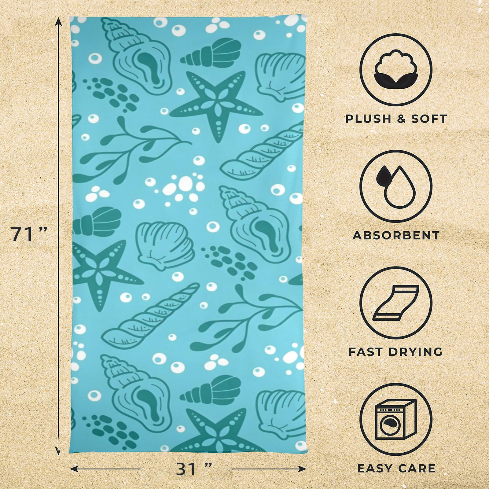 Beach Towels - Large Summer Vacation or Spring Break Beach Towel 31"x71 ...