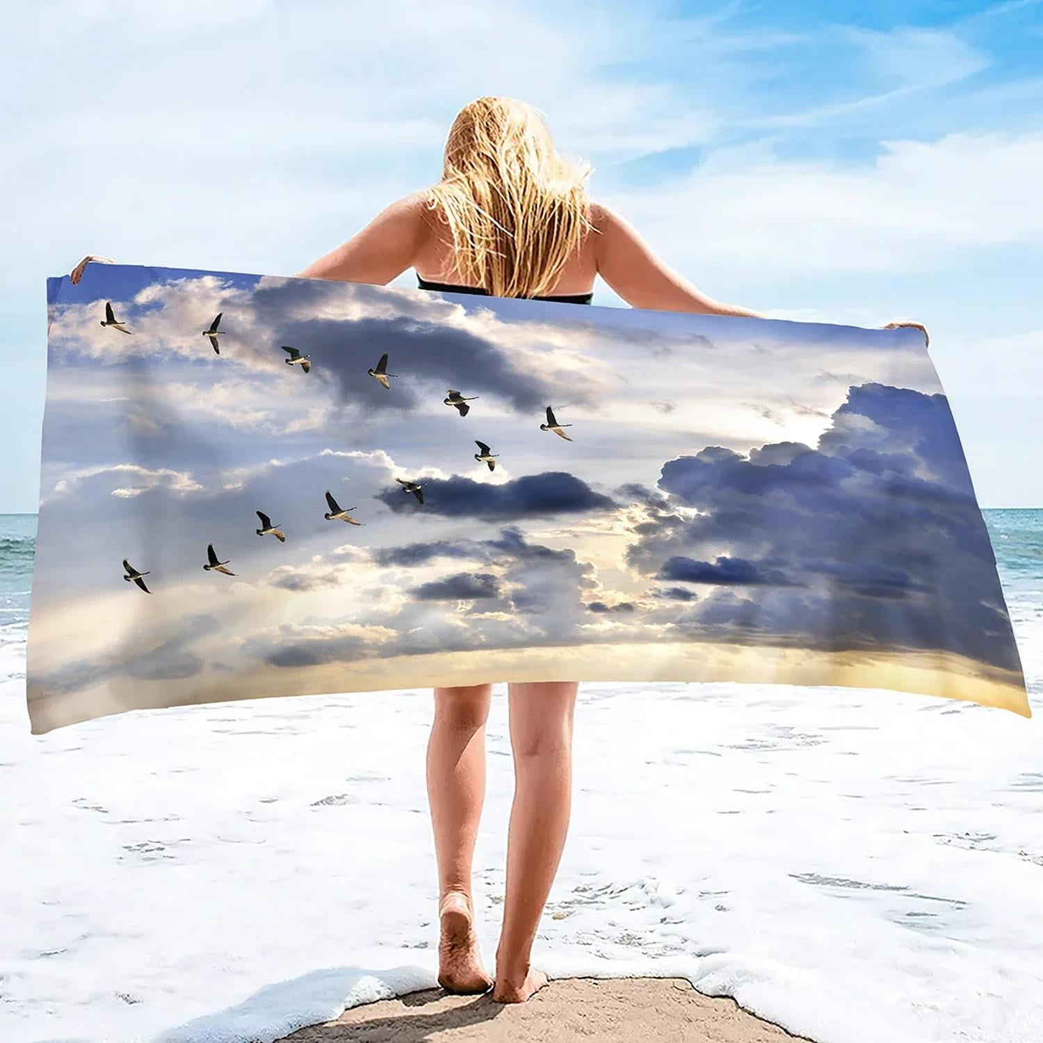 Beach Towels Retro Autumn Spring Birds Soft Towel Multipurpose Bathroom ...