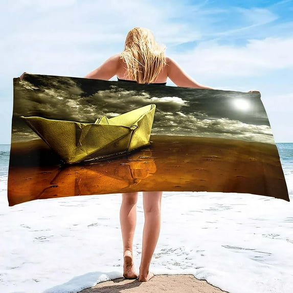 Beach Towels Sailboat Printing Highly Absorbent Large Pool Towels,Super ...