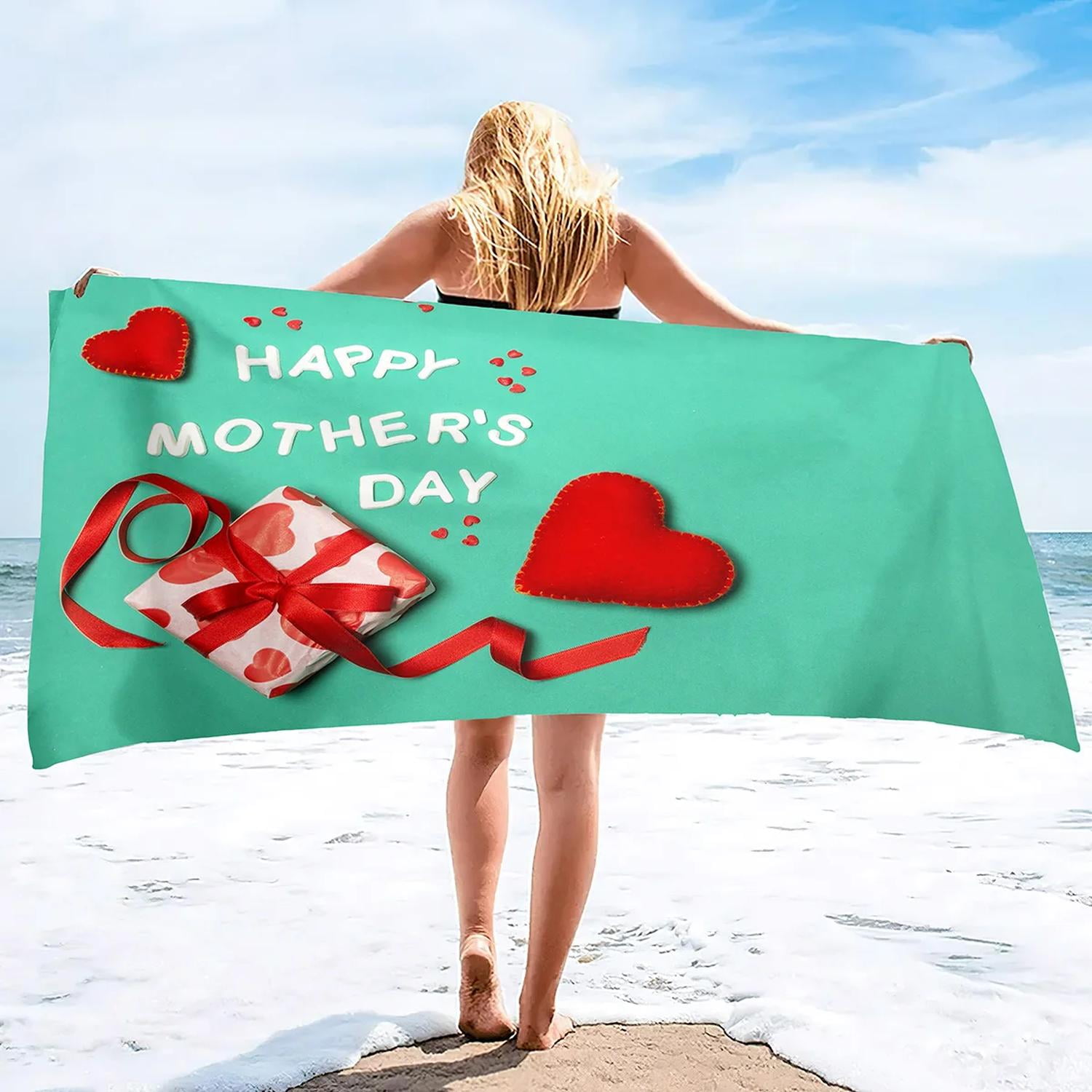 Beach Towels Ultra Soft Highly Absorbent Pink Wave Heart Small Bath ...