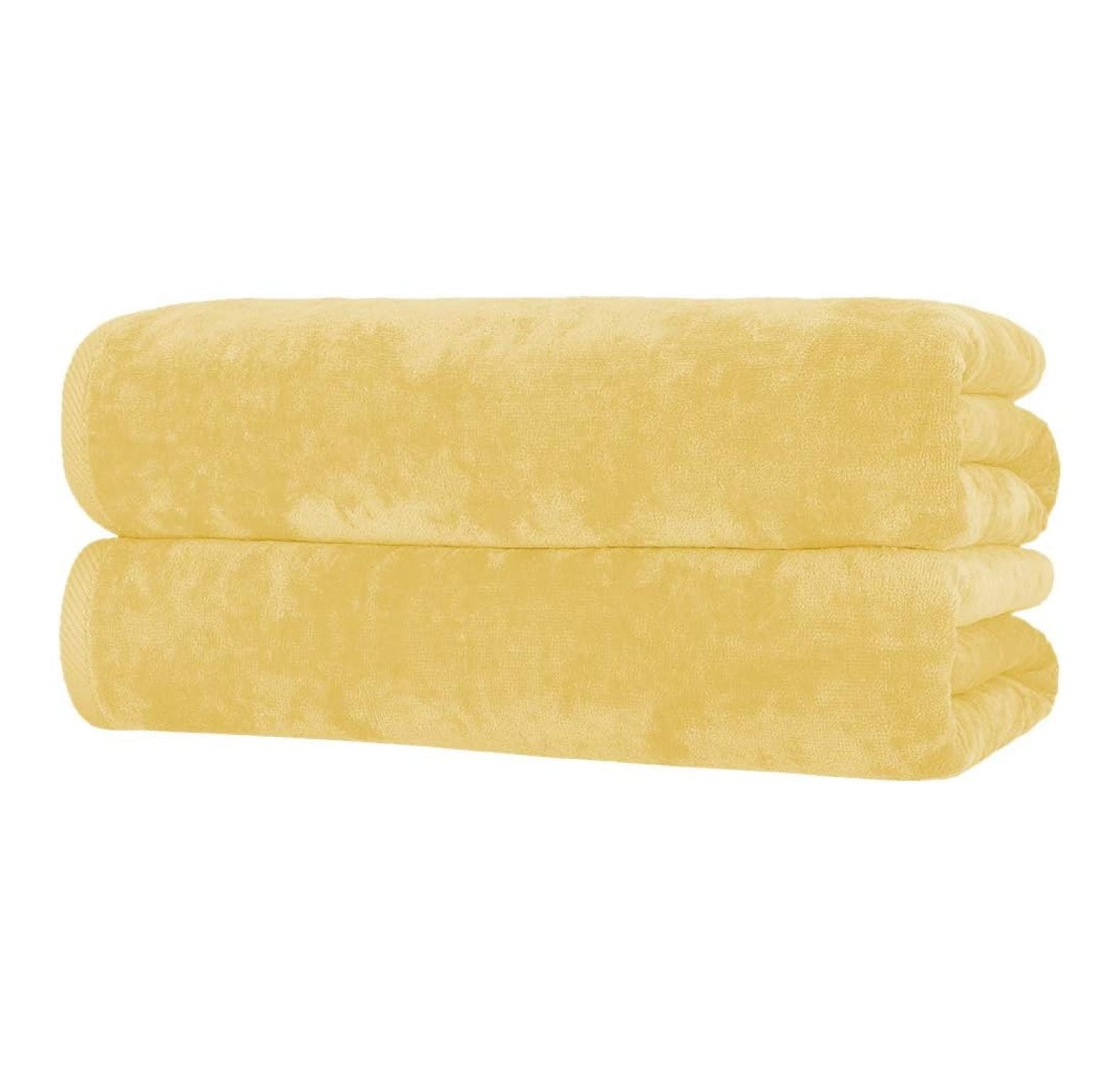 Beach Towels Velour 30x60 2-Pack (Sunshine Yellow PMS-137C) 11.0 Lbs ...