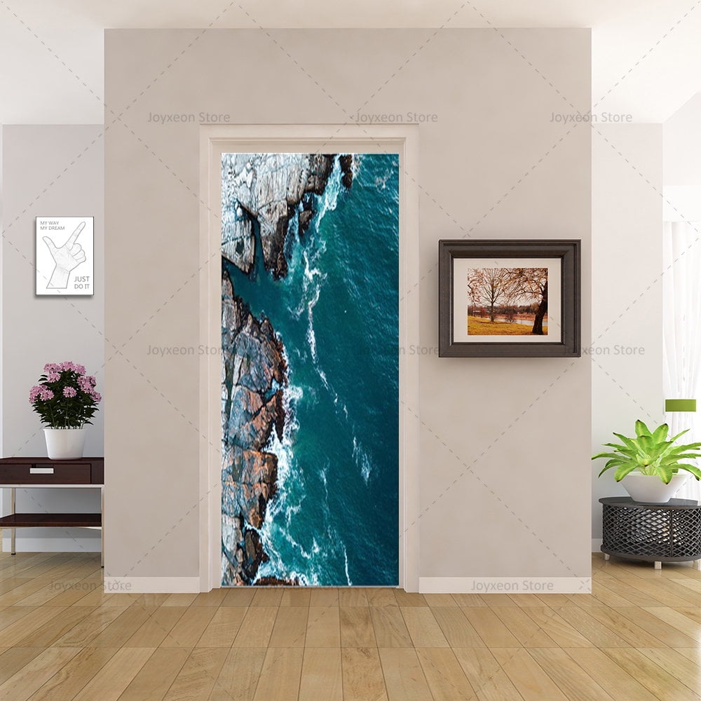 Beach Town Door Sticker Dark Blue Sea Home Decoration Bedroom Living ...