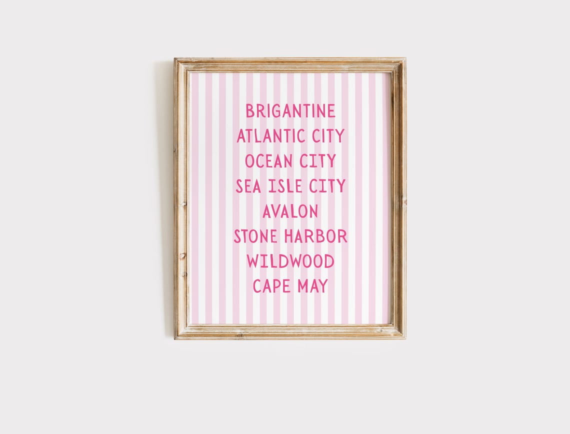 Beach Town List Print, New Jersey Beach Towns, Meet Me At The Beach ...