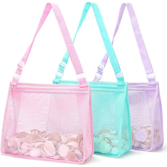 Beach Toy Mesh Beach Bag Kids Shell Collecting Bag Beach Sand Toy ...