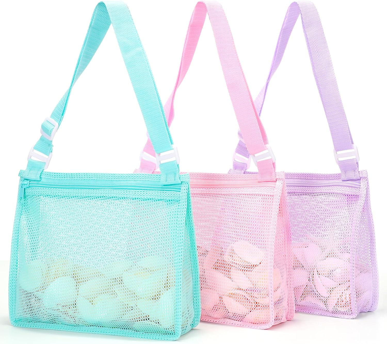 Beach Toy Mesh Beach Bag Sand Toy Seashell Bag for Holding Shells Pool ...