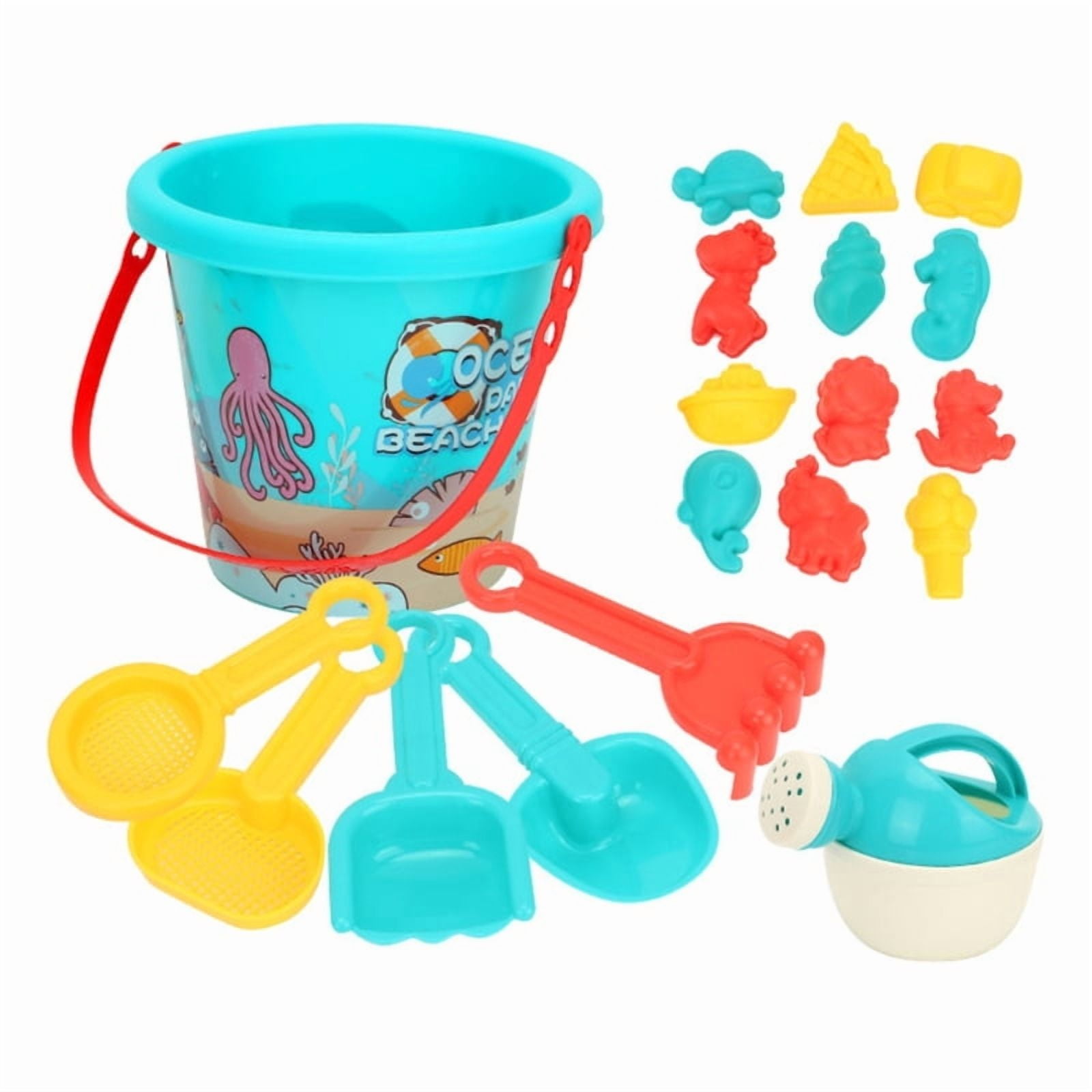 Beach Toy Outdoor Sand Play Castle Toy with Mold Shovel Beach Bucket ...