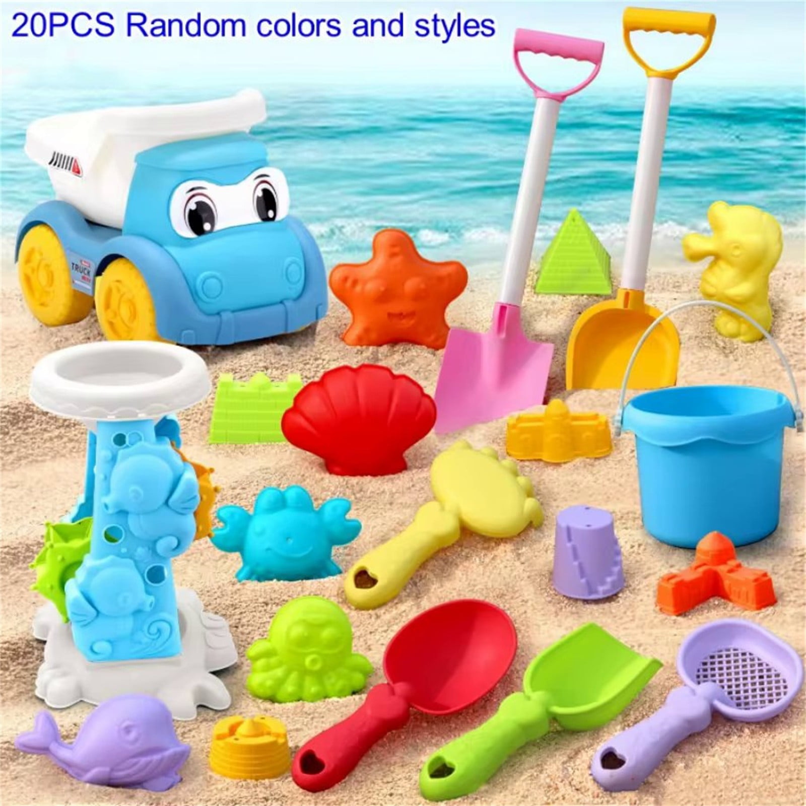 Beach Toy Set 20PCS Sand Play Kit for Kids with Random Colors, Outdoor ...