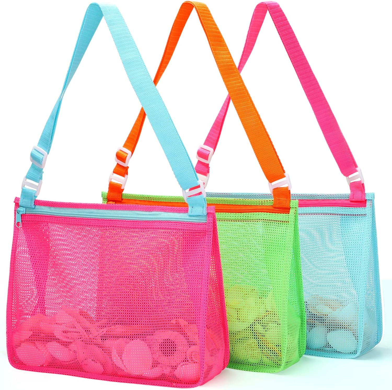 Beach Toys Large Mesh Beach Bag Sand Toy Shell Collecting Bag for ...