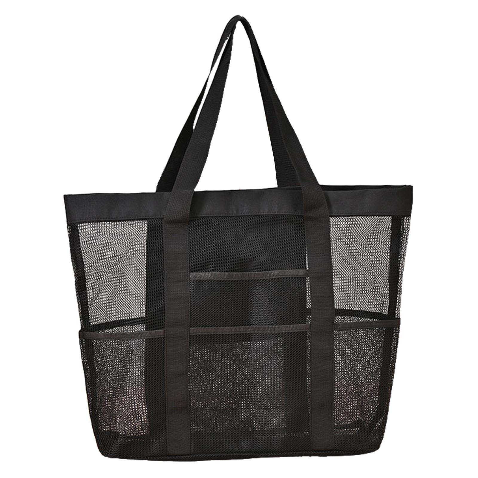 Beach Toys Mesh Beach Bag With Zipper And Total 9 Pockets Large Beach ...