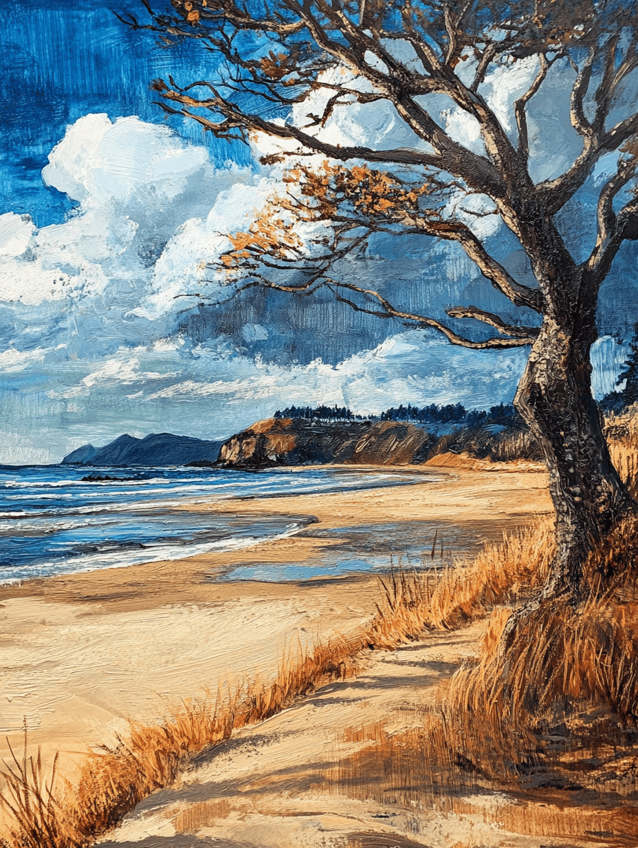 Beach Tree Landscape Canvas Wall Art， Perfect for Living Room， Bedroom ...