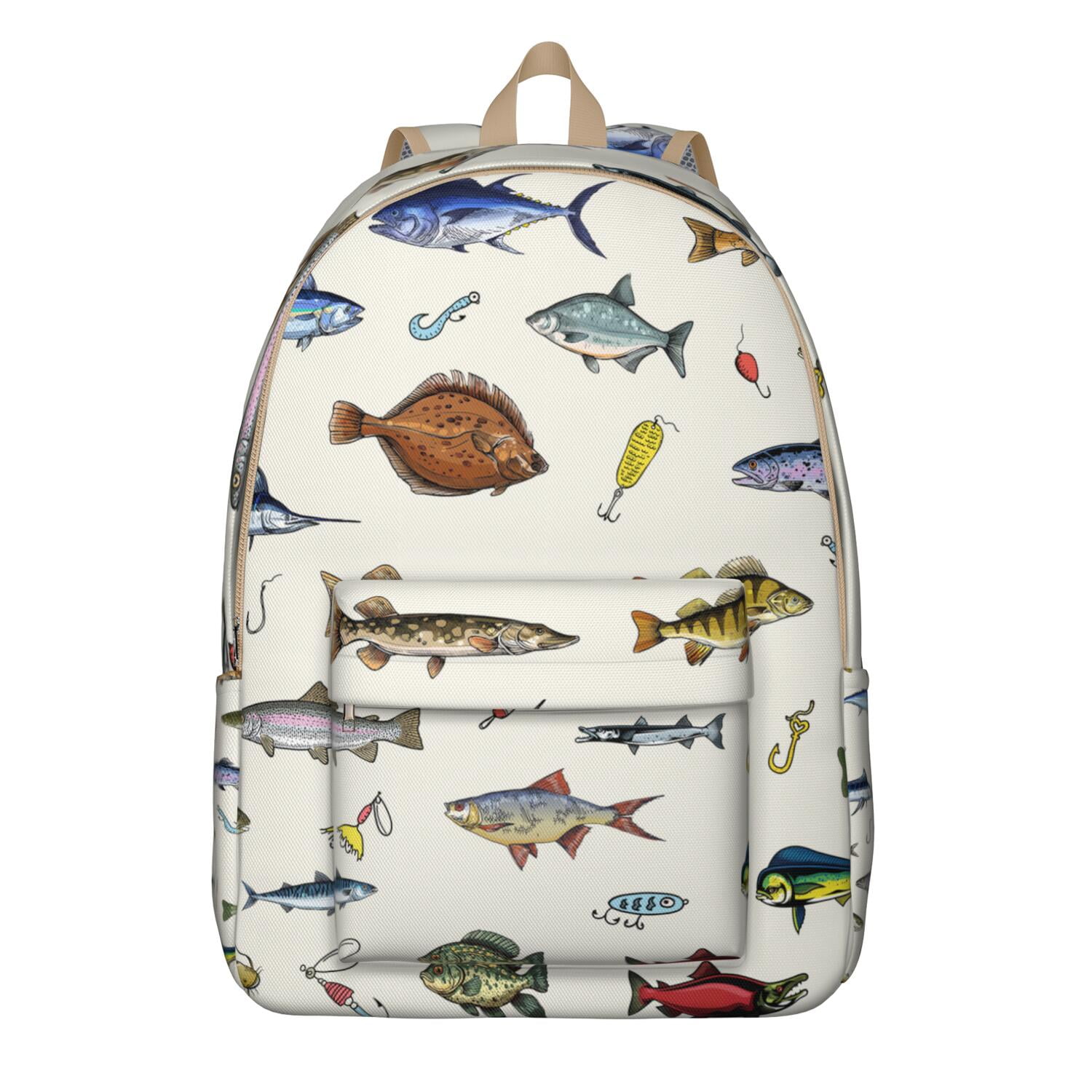 Beach Tropical Fish Life Travel Backpack Durable Oxford Material ...