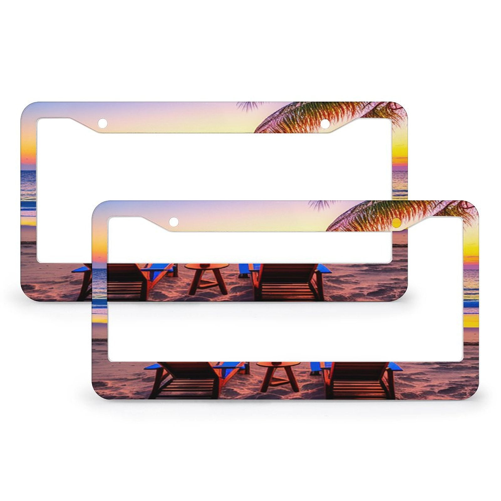 Beach Tropical Ocean Sunrise Sunset Nature License Plate Frame - 2 Pack ...