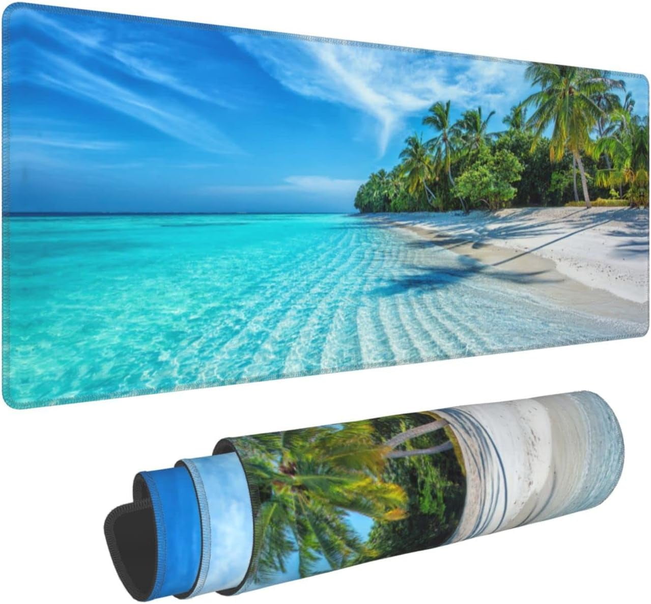 Beach Tropical Palm Tree Waves Travel Island Gaming Keyboard Mouse Pad ...