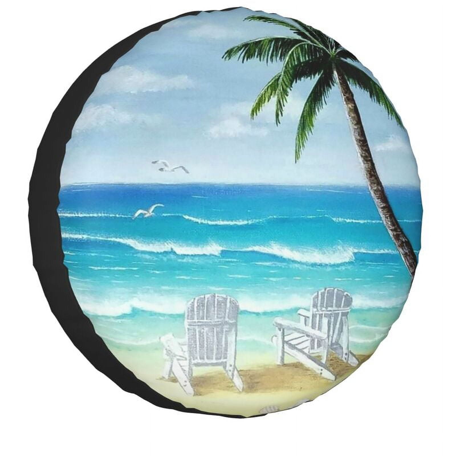 Beach Tropical Sunset Palm Trees Spare Tire Cover for CRV RV SUV ...