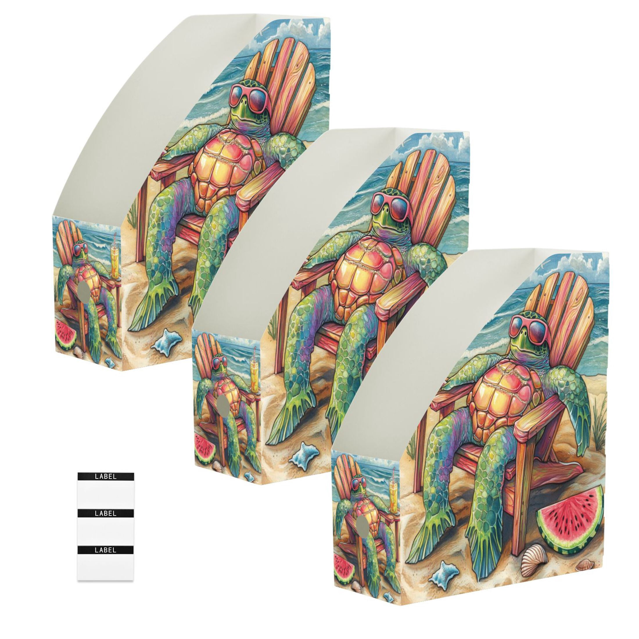 Beach Turtles 3 Pack Magazine File Holders Desktop File Organizer ...