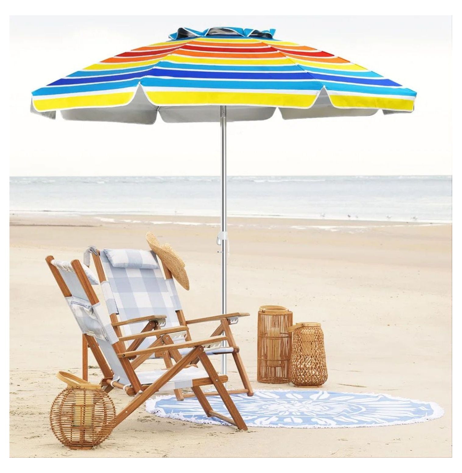 Beach Umbrella 6.5ft with Carry Bag - UPF 50+ Sun Protection - Tilt ...