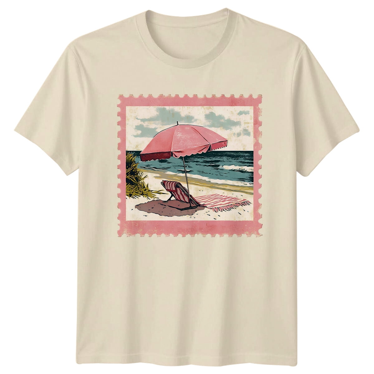 Beach Umbrella Chair Travel Beaches Mens T-Shirt Womens Tee Graphic Top ...