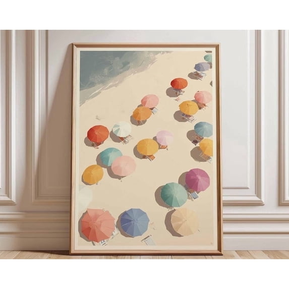 Beach Umbrella Coastal Wall Art, Poster Home Decor, Poster Only ...