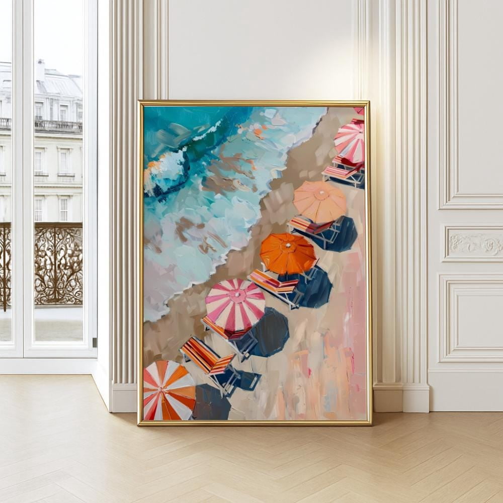 Beach Umbrella Colorful Coastal Summer Poster, Poster Home Decor ...