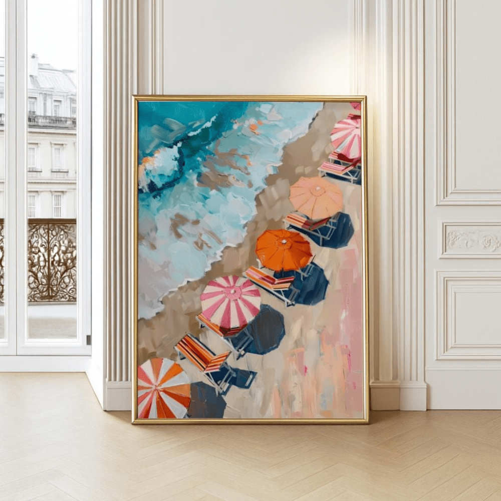 Beach Umbrella Colorful Coastal Summer Poster , Poster Print Only ...