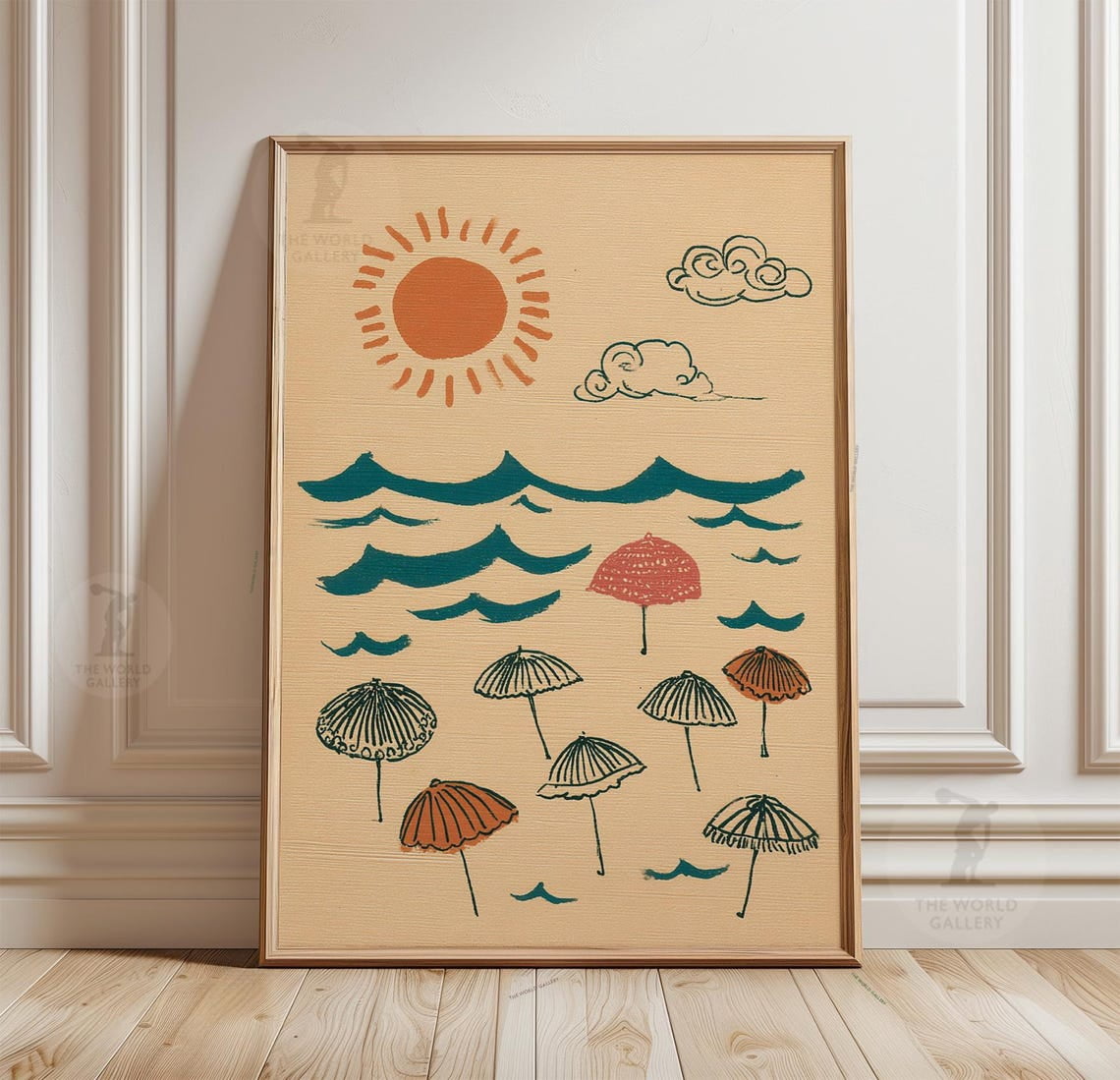 Beach Umbrella Poster Minimal Summer Art Coastal Line Illustration ...