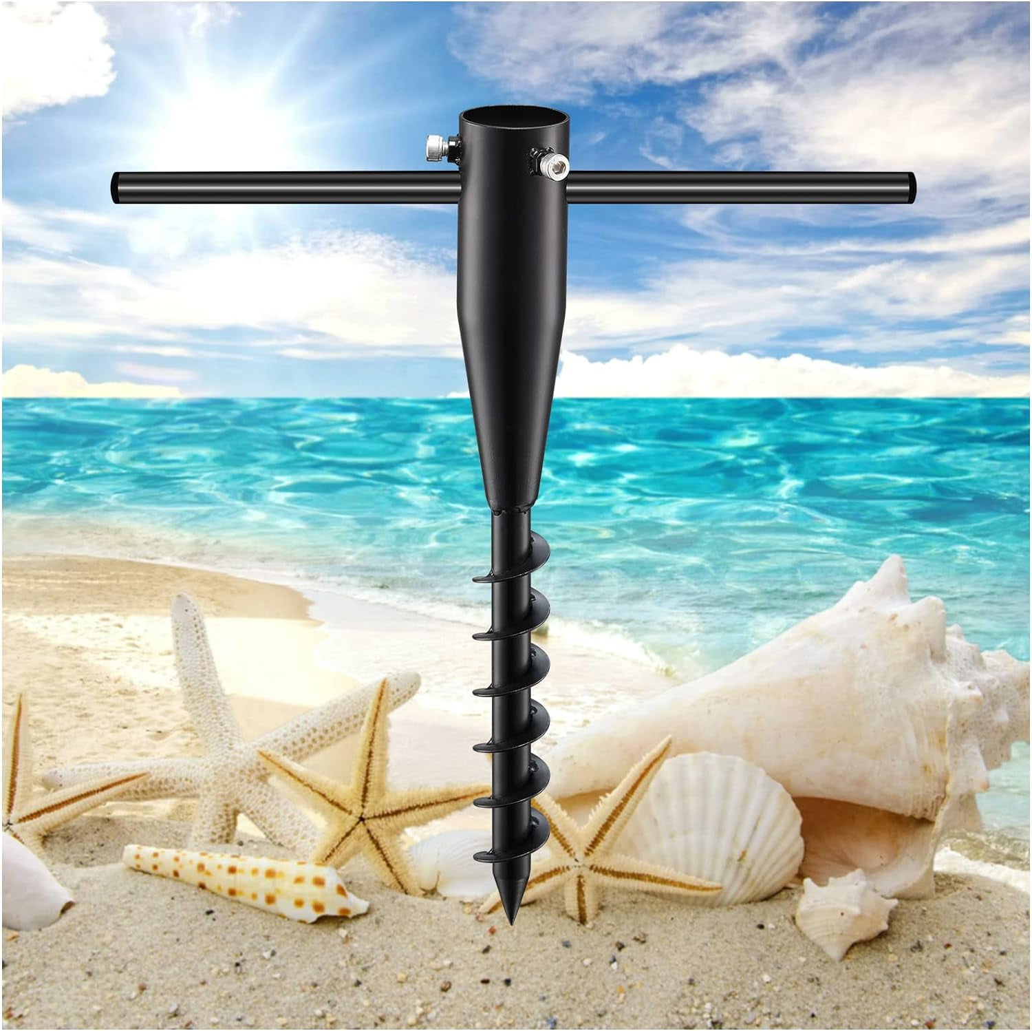 YeYeBest 17” Black Metal Umbrella Anchor, Adjustable Heavy Duty ...