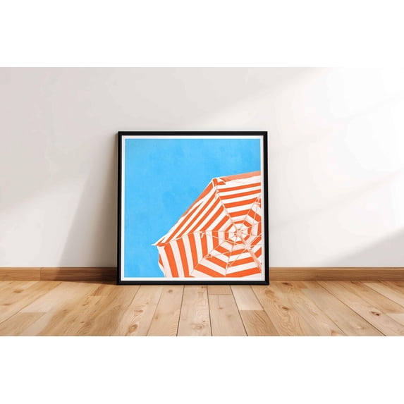 Beach Umbrella Summer Coastal Decor for Beach House Orange and Blue ...