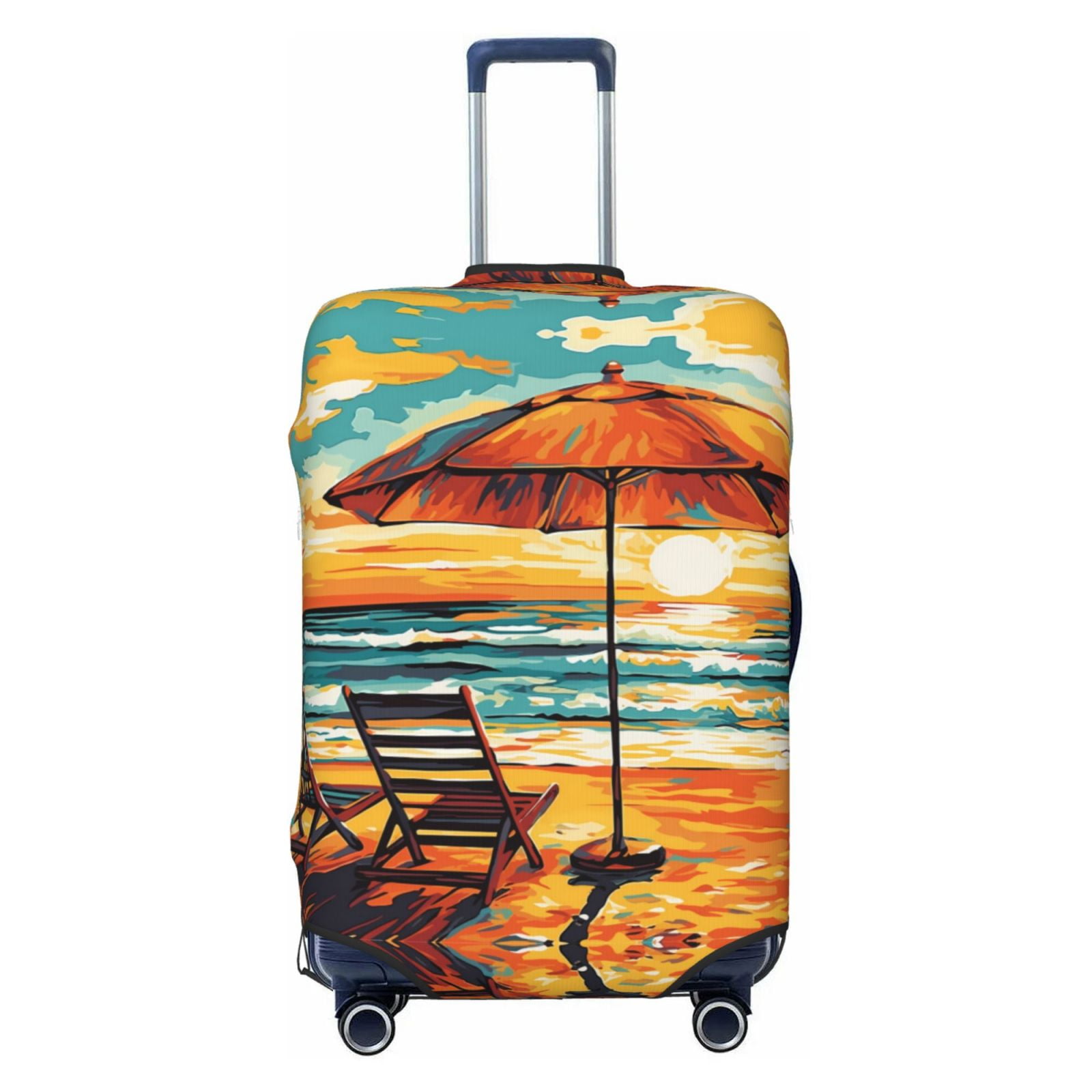 Beach Umbrella Sunset Luggage Cover Anti Scratch, Elastic Suitcase ...