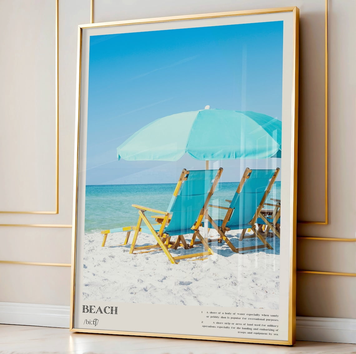 Beach Umbrellas Art Print, Coastal Beach House Decor, Unframed Paper ...