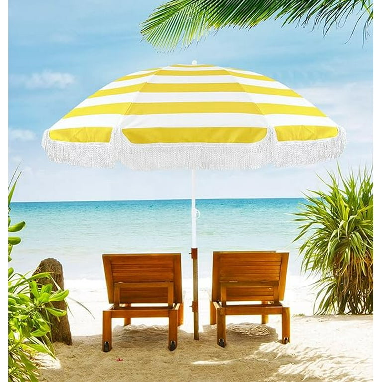 Yellow striped umbrella store