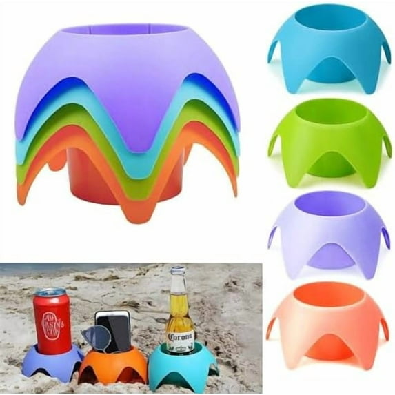 Beach Vacation Accessories Essentials, 4Pack Drink Cup Holder Sand ...