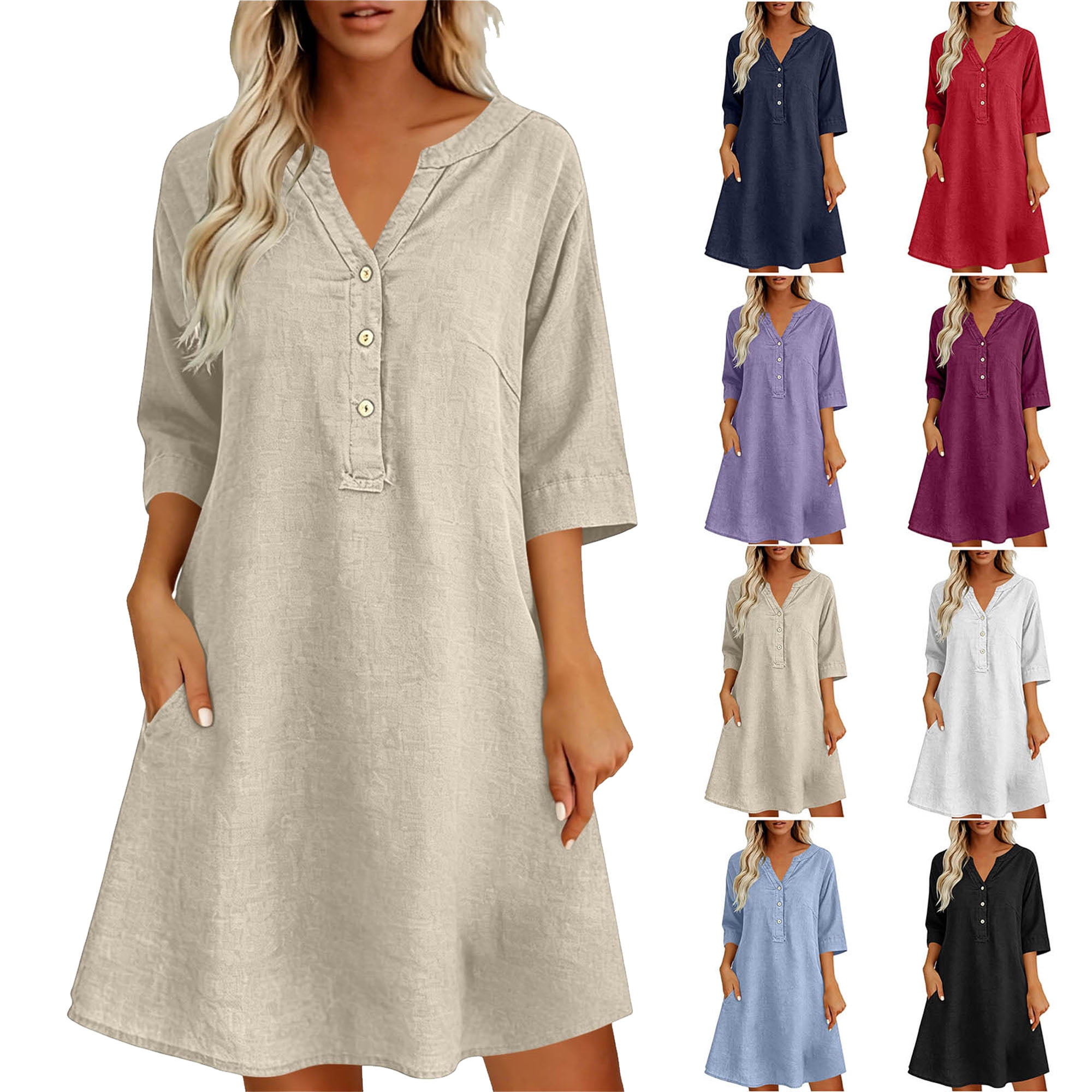 Beach Vacation Clothes V Neck Sundresses Casual Dresses for Women Women ...