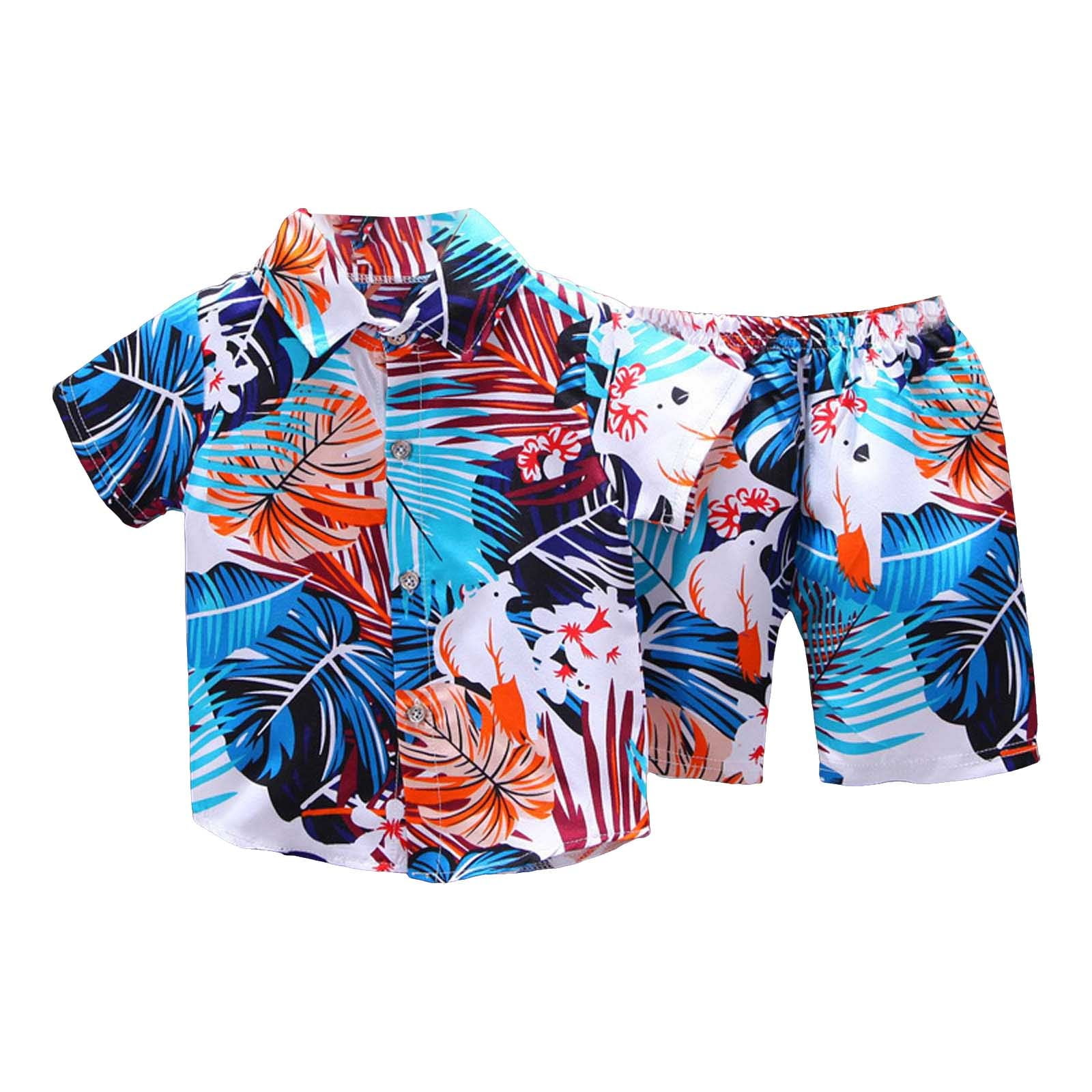 Beach Vacation Clothes for Kids Boy Girl Button Down Shirt and Short ...