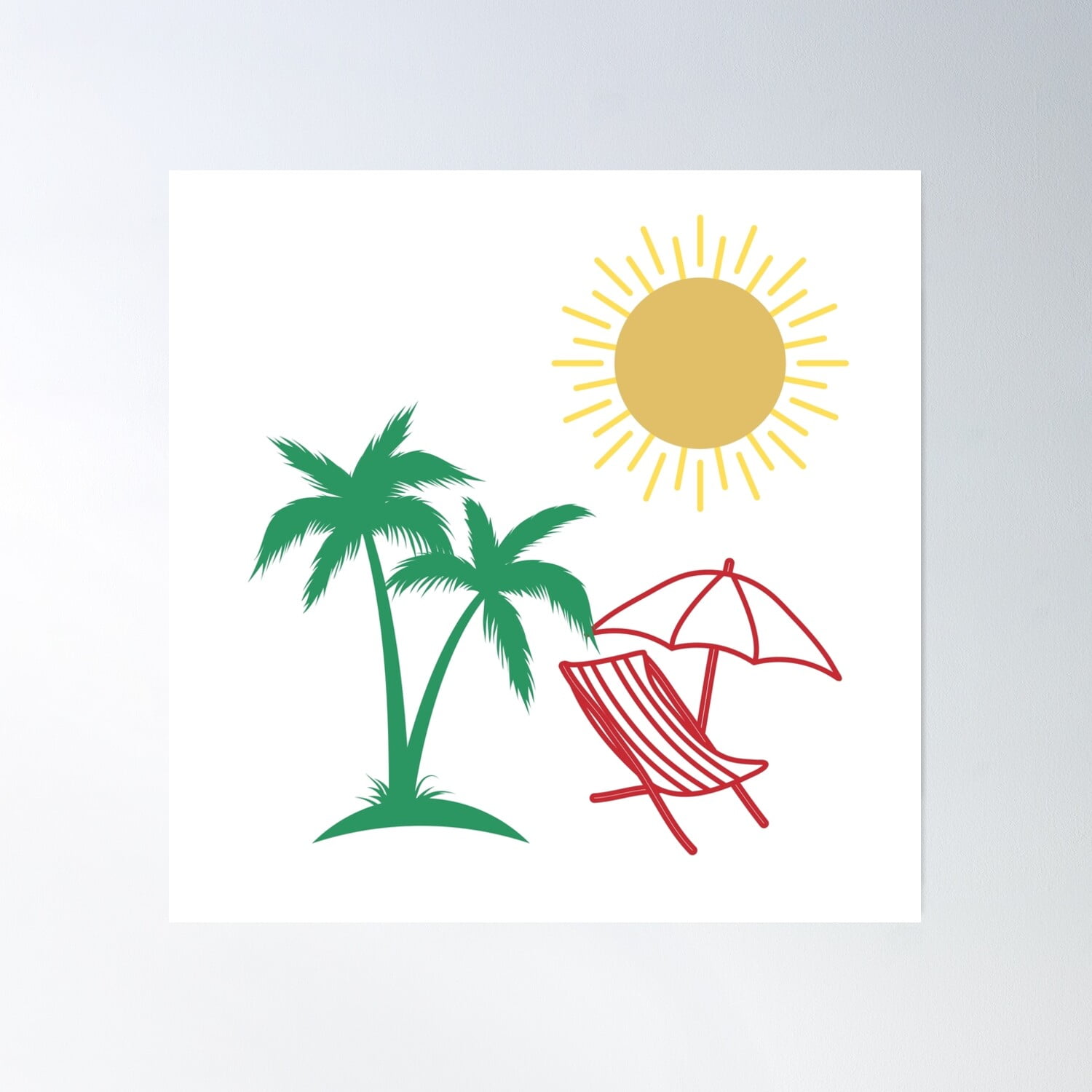 Beach Vacation Poster Wall Art, Modern Wall Decor, 24x24 UNFRAMED ...