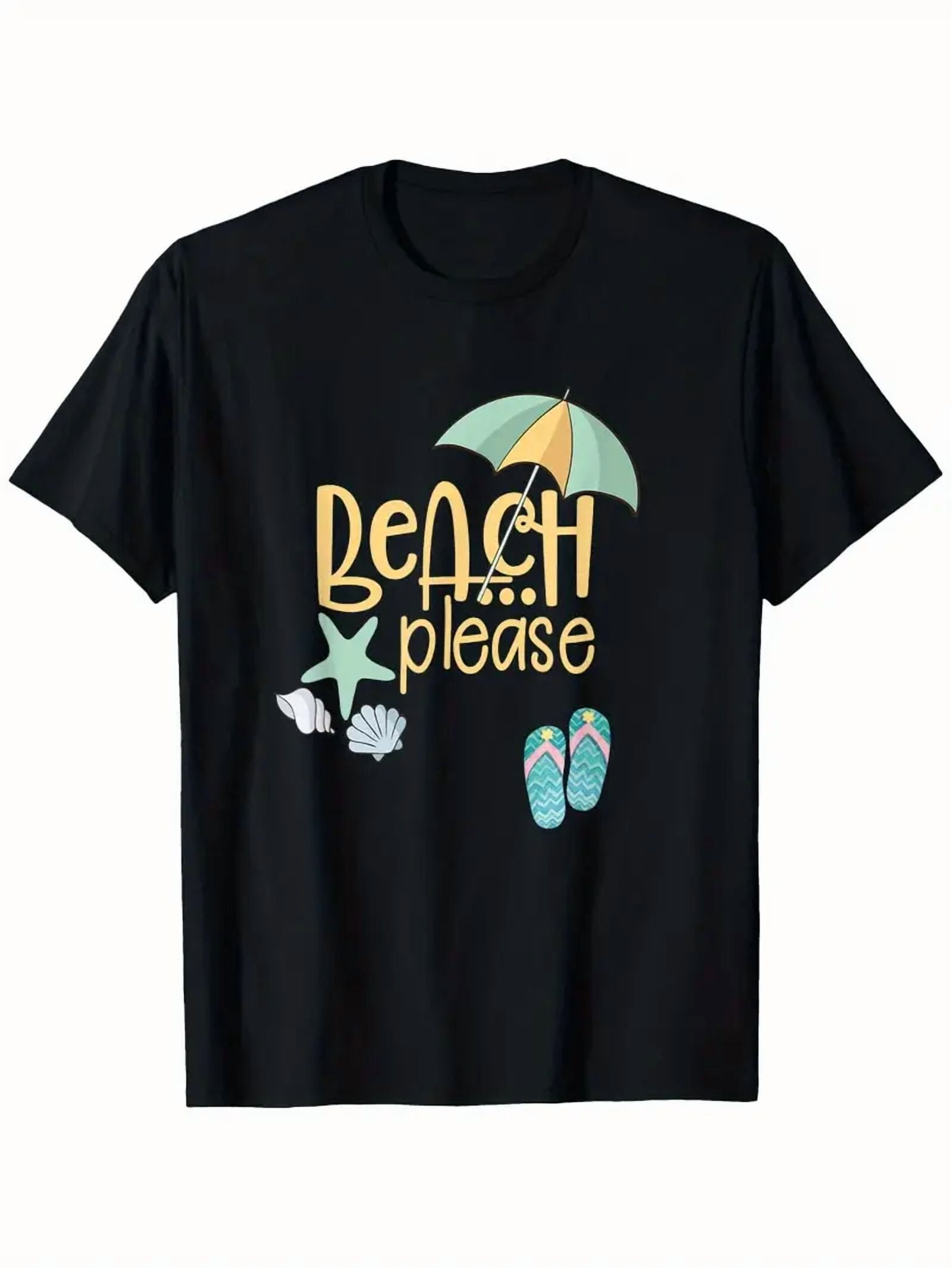 Beach Vacation Shirt - Cute Beach Please! T-Shirt with Umbrella ...
