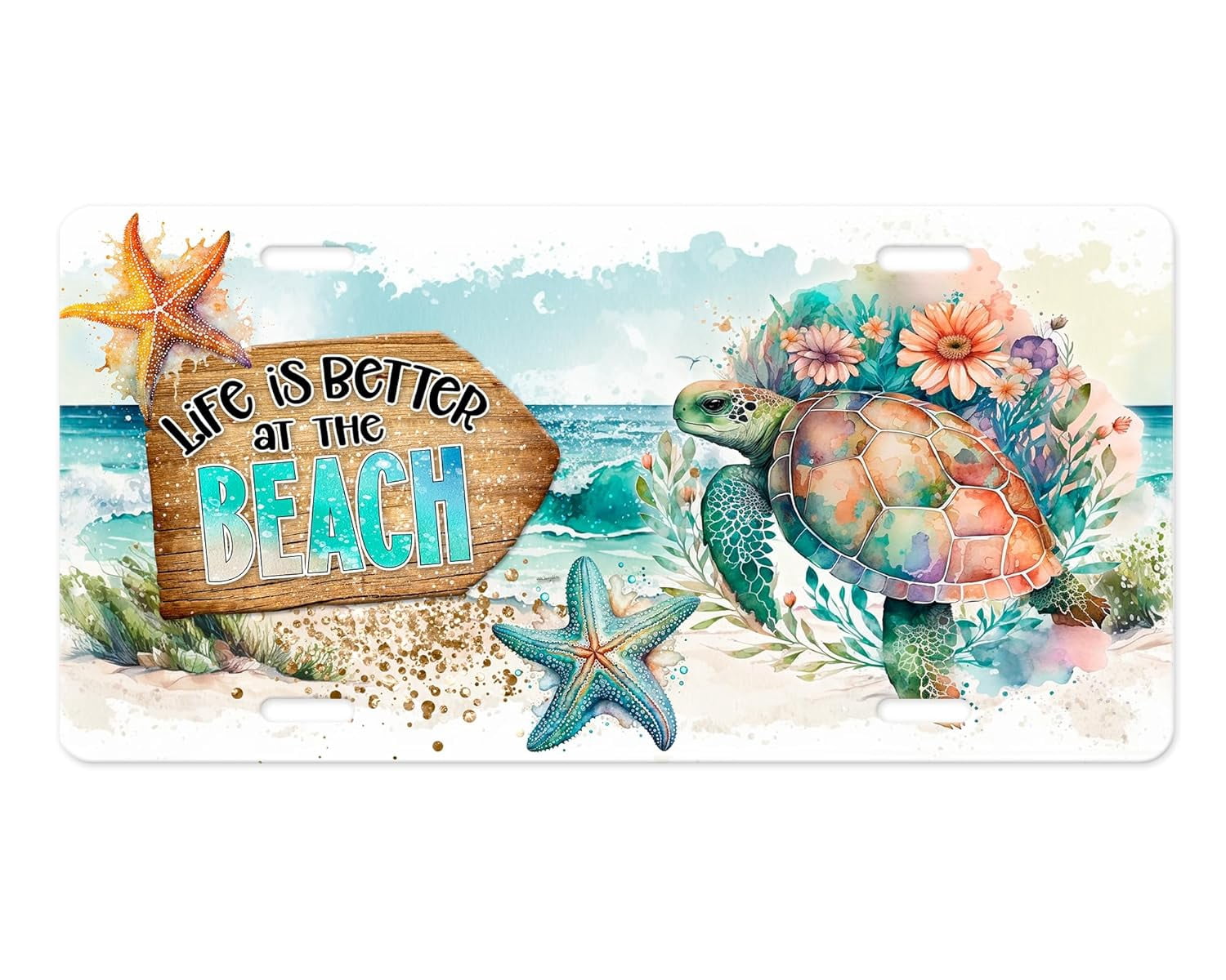 Beach Vanity Decorative Aluminum Front License Plate (Life is Better at ...
