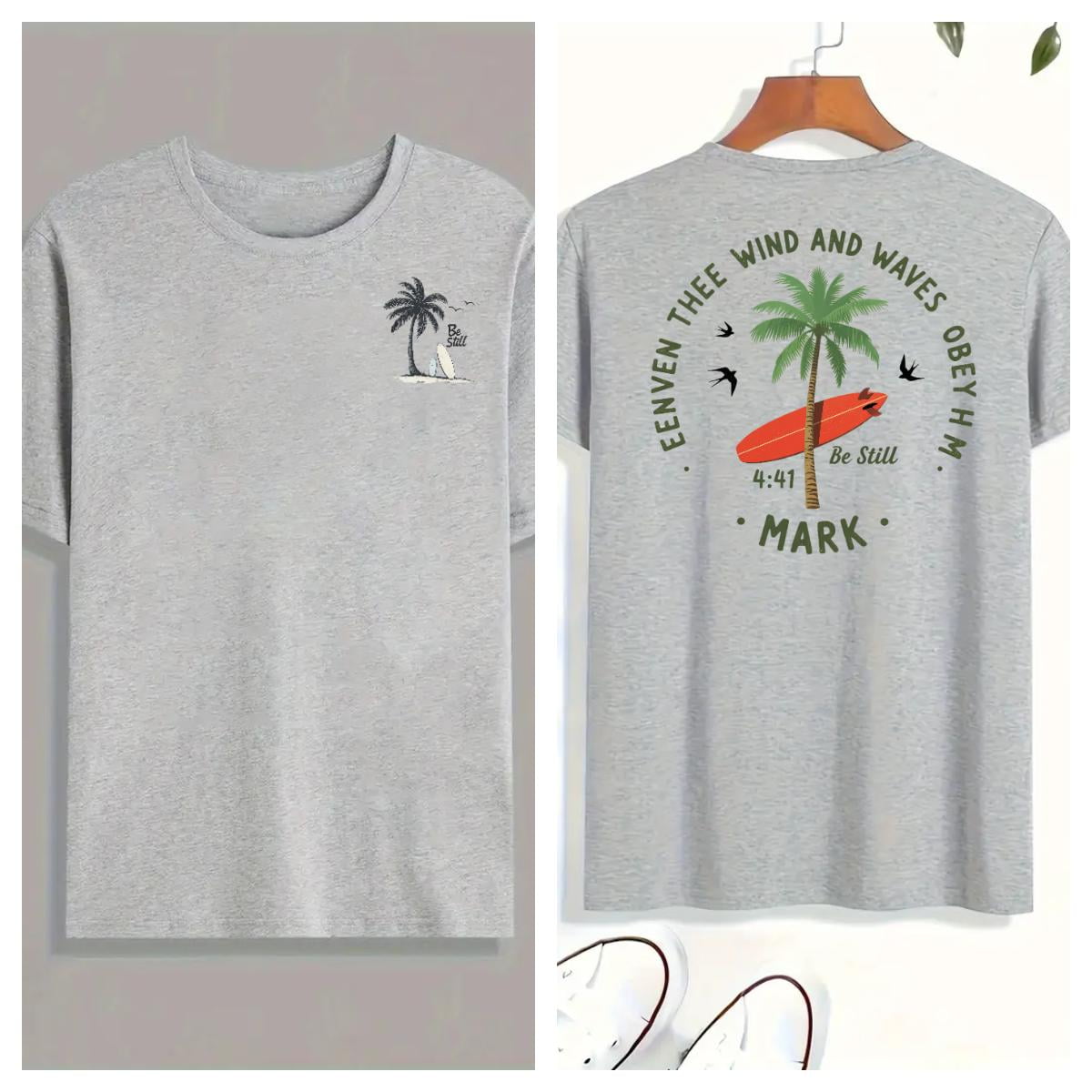 Beach Vibe T - Shirt Palm Tree Design and Biblical Verse Text – A ...