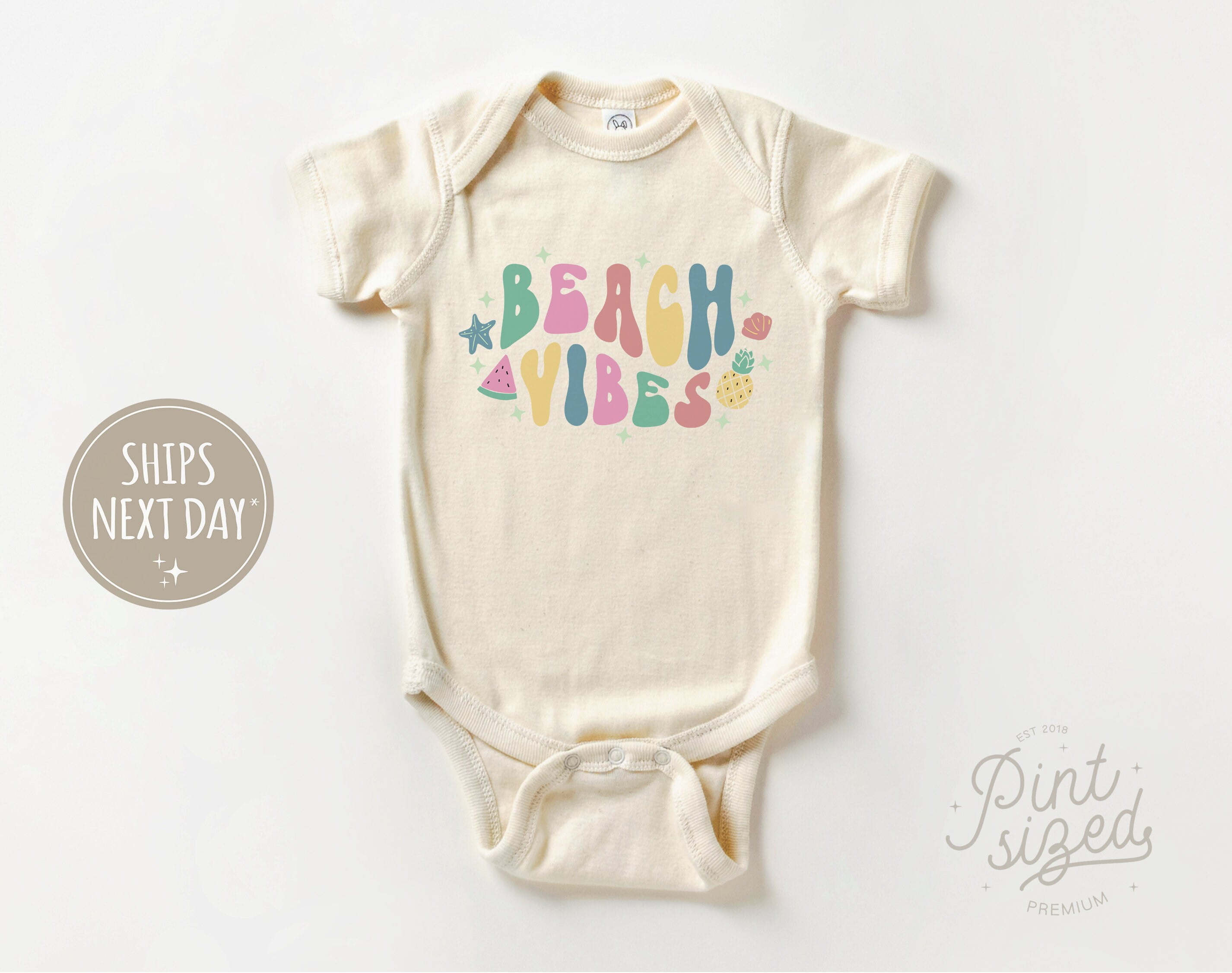 Beach Vibes Baby Onesie, Retro Summer Bodysuit, Colorful Baby Onesie ...