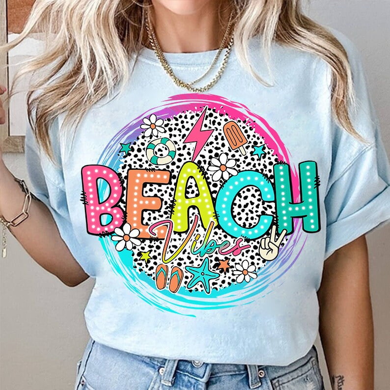 Beach Vibes Dalmatian Dots Summer Vibes Bright Doodle, Lake Days Hello Summer Beach Vacati ...